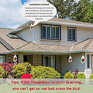 Bird Scare Device, Hanging Reflector Board to Scare Bird Away, Reflective Owl Scarecrow Keep Bird Away from Garden, Patio, Windows, Balcony, Orchard