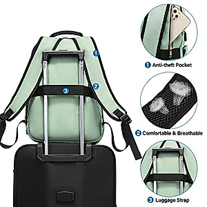 LOVEVOOK Laptop Backpack Purse for Women, Work Business Travel Computer Bags, College Nurse Backpack for Womens, Quilted Casual Daypack with USB Port, Fit 15.6 Inch Laptop, Mint Green