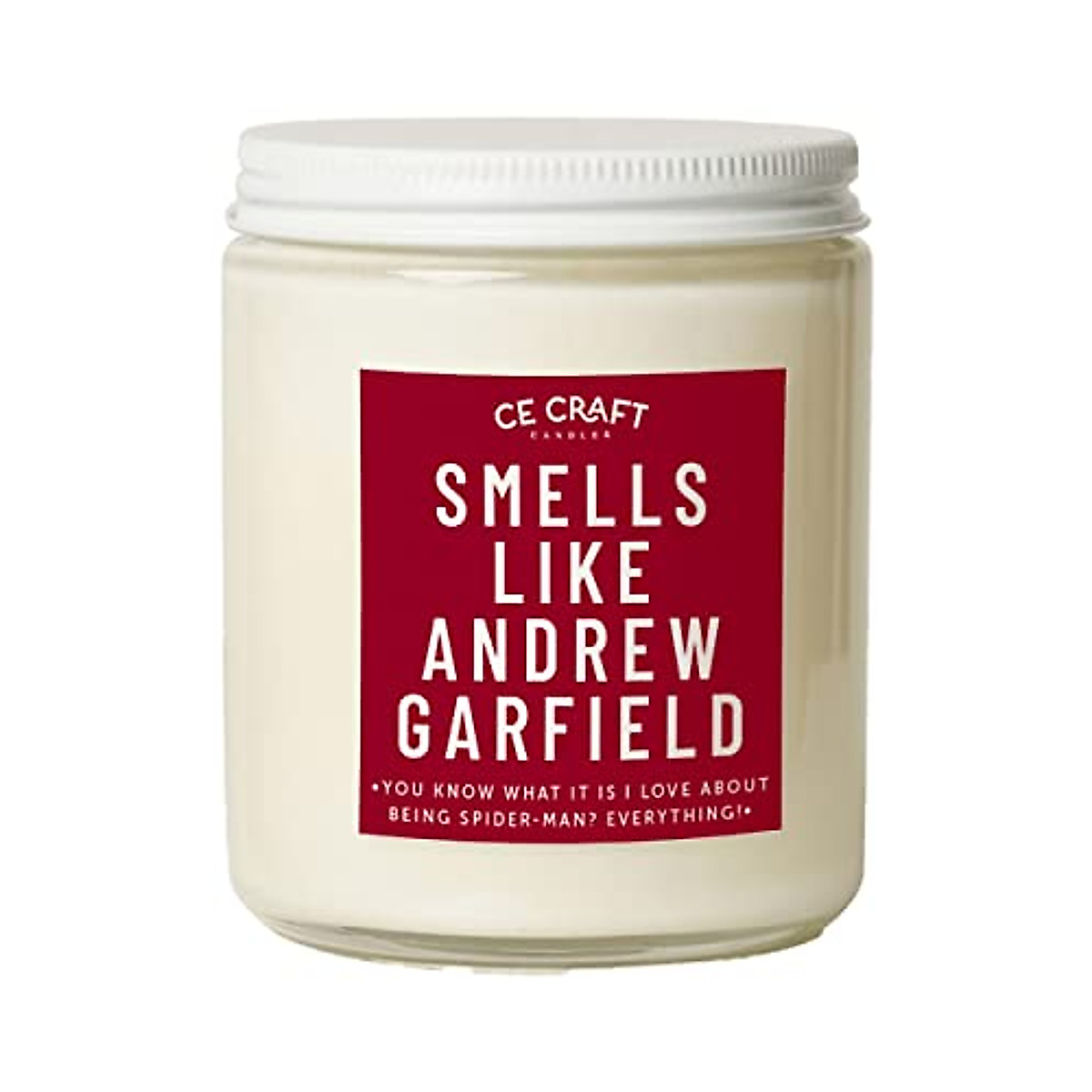 C&E Craft Smells Like Andrew Garfield Scented Candle – All-Natural Soy Wax Candle – Delightful Intense Fragrance – Candle Jar with Metallic Lid for Home, Office, Meditation (8 Ounces)