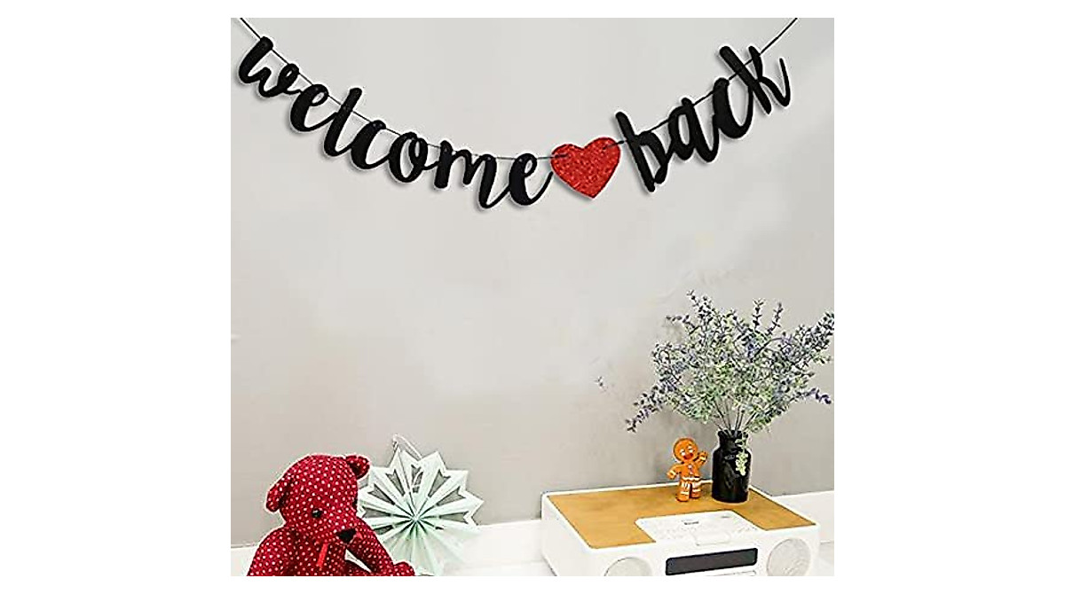 Welcome Back Black Banner for School & Party Decorations