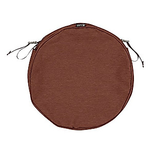 Classic Accessories Montlake FadeSafe Water-Resistant 18 x 2 Inch Round Outdoor Chair Seat Cushion Slip Cover, Patio Furniture Cushion Cover, Heather Henna Red
