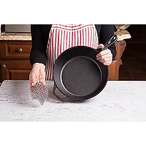 Emmabin 6"x8" Stainless Steel 316L Cast Iron Cleaner Chainmail Scrubber for Cast Iron Pan Pre-Seasoned Pan Dutch Ovens Waffle Iron Pans Scraper Cast Iron Grill Scraper Skillet Scraper