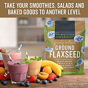 Viva Naturals Organic Ground Flaxseed - Premium Quality Plant-Based Protein and Vegan Omega 3 with Fiber, Perfect for Smoothies, Non-GMO and Gluten Free, 15 oz (425 g)