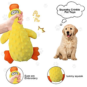 MANOPAWS 3 Pack Squeaky Dog Toys,Duck Crinkle Plush Dog Toys for Aggressive Chewers,Interactive Dog Toys for Puppy Small, Medium and Large Dogs Teething/Entertaining/Reduce Boredom