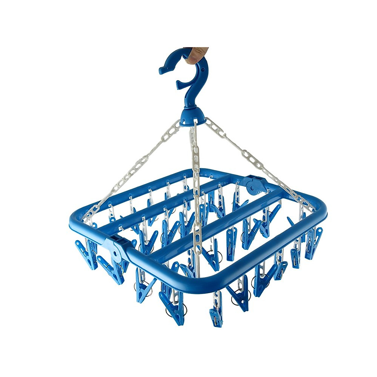 Groupcow Clip and Drip Hanger Clothes Hanger Drying Rack 32 Clips (Blue)