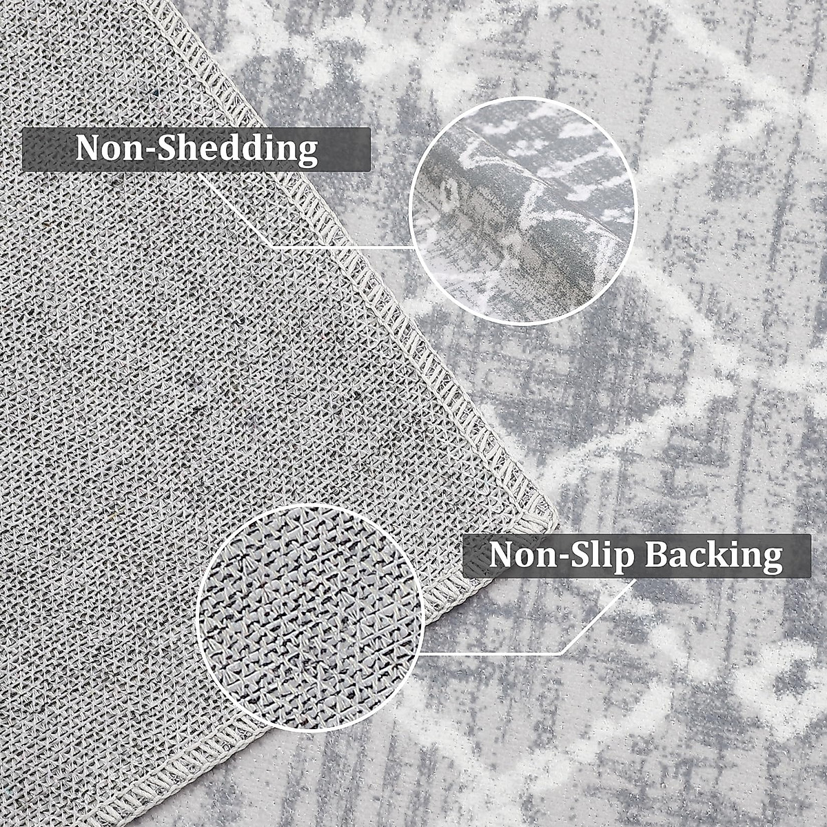 GarveeHome 8x10 Area Rug Modern Moroccan Boho Machine Washable Area Rug for Living Room Diamond Bohemian Accent Rug Throw Carpet Non-Slip Stain Resistant Floor Cover for Home Decor, Grey