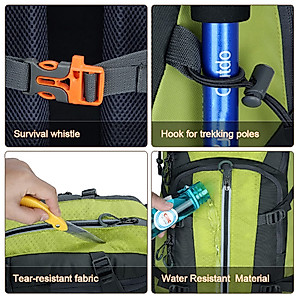 AUGUR Hiking Backpack 40L Lightweight Backpack Fit Camping/Outdoor/Traveling/Weekender/Overnight/Beach/Vacation Water Resistant Daypacks for Women Men (Orange)