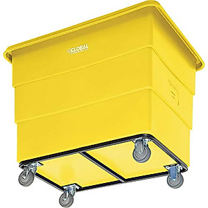 Global Industrial 16 Bushel Plastic Bulk Box Truck, Steel Chassis Base, Yellow, 42-3/5"L x 30" W x 35-3/5"H