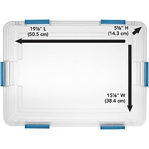 Sterilite 37 Qt. Gasket Box Plastic, Blue Aquarium, 4 Pack
