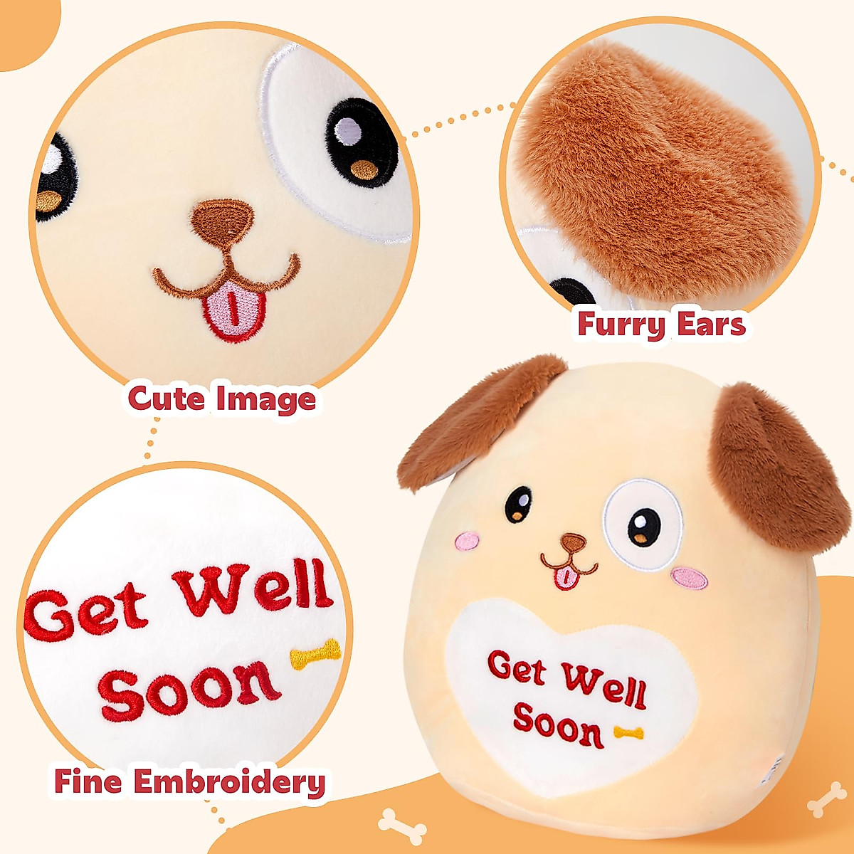 WEWILL 12’’ Get Well Soon Puppy Soft Plush Pillow Cute Get Well Dog Stuffed Animal Toy Gifts for Toddler Kids Boys Girls
