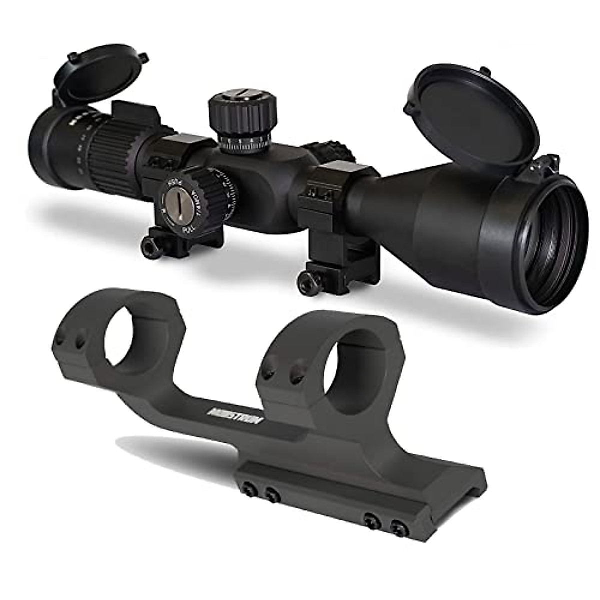 Monstrum G3 3-18x50 FFP Rifle Scope | Monstrum Extended Length Offset Scope Mount | 30 MOA | Bundle