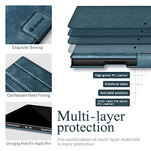 Antbox Case for 2024 iPad Air 11'' (M2)/ iPad Air 5th/4th Generation 10.9'' Vegan Leather with Pencil Holder Typing Angle Auto Sleep/Wake Muti-Stand iPad Air 6th/5th/4th Case (Blue)