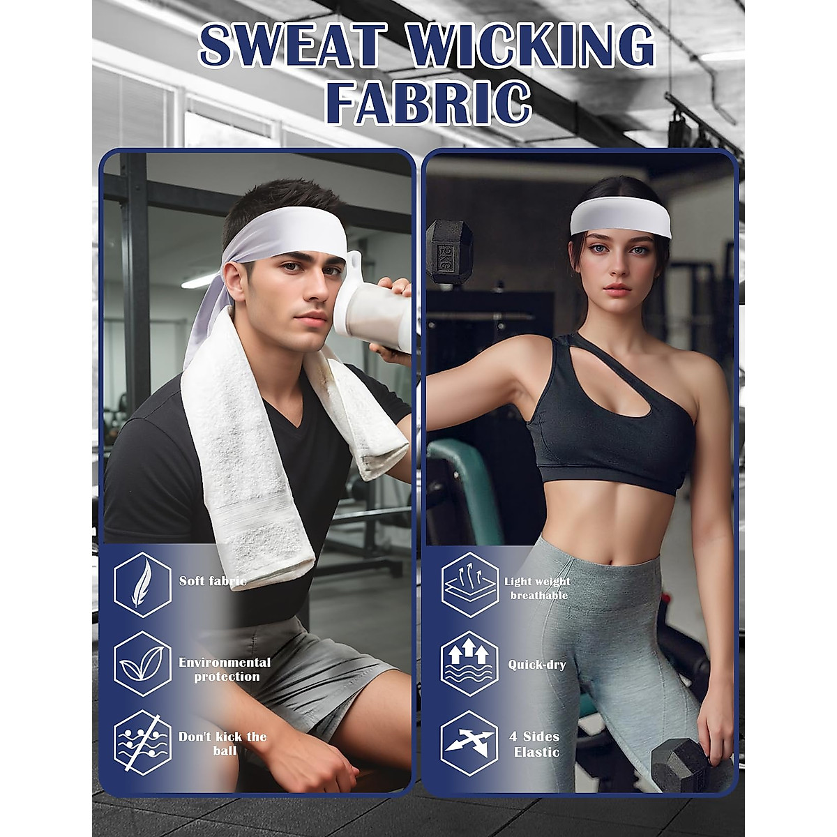 White Head Tie Headband, Sweat Wicking Tennis Tie Headbands, Quickly Dry Sweatband for Men Women, Ninja Karate Head Wraps, Basketball, Running, Workout (White 4 Pack)