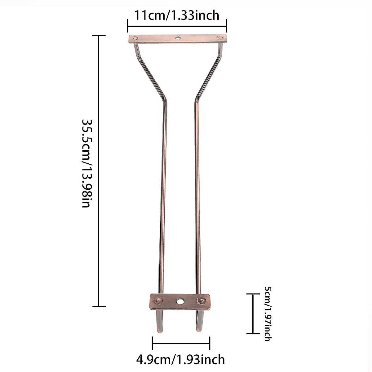 Dianoo 35.5cm Bronze Wine Glass Rack Under Cabinet, 1 Row, Holds 3-4 Glasses