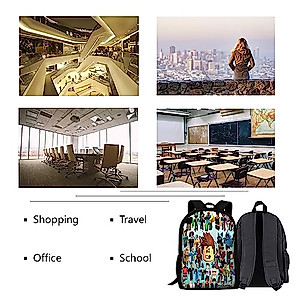 CNLAUKY Gamer Backpack 17 Inch, Anime Backpack Large Capacity Travel Backpacks Light Schoolbag for Boys Girls Camping Hiking (Blue)