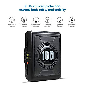 REYTRIC 155Wh(10500mAh) Gold Mount Battery with D-tap Charger and D-Tap Output Cable for DSLR Camera Camcorder Broadcast LED Light Replacement Brick