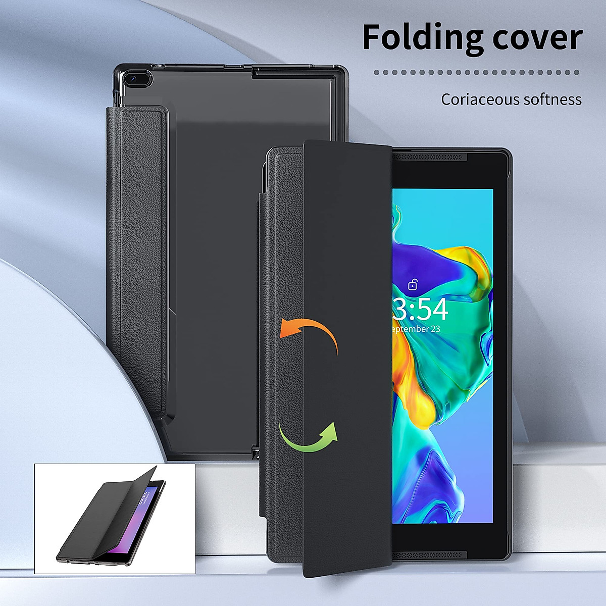 Tablet Case for TJD 10.1 inch Tablet, Multi-Viewing Angels PU Leather Stand Folio Case Cover Compatible with TJD MT1011 Touchscreen Tablet, with Magnetic Cover (Black Case)