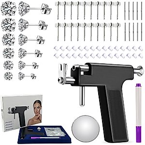 YASPIT Ear Piercing Gun Kit,Ear Nose Navel Body Hole Piercing Machine, Professional Tool For Salon Home Use (Black)