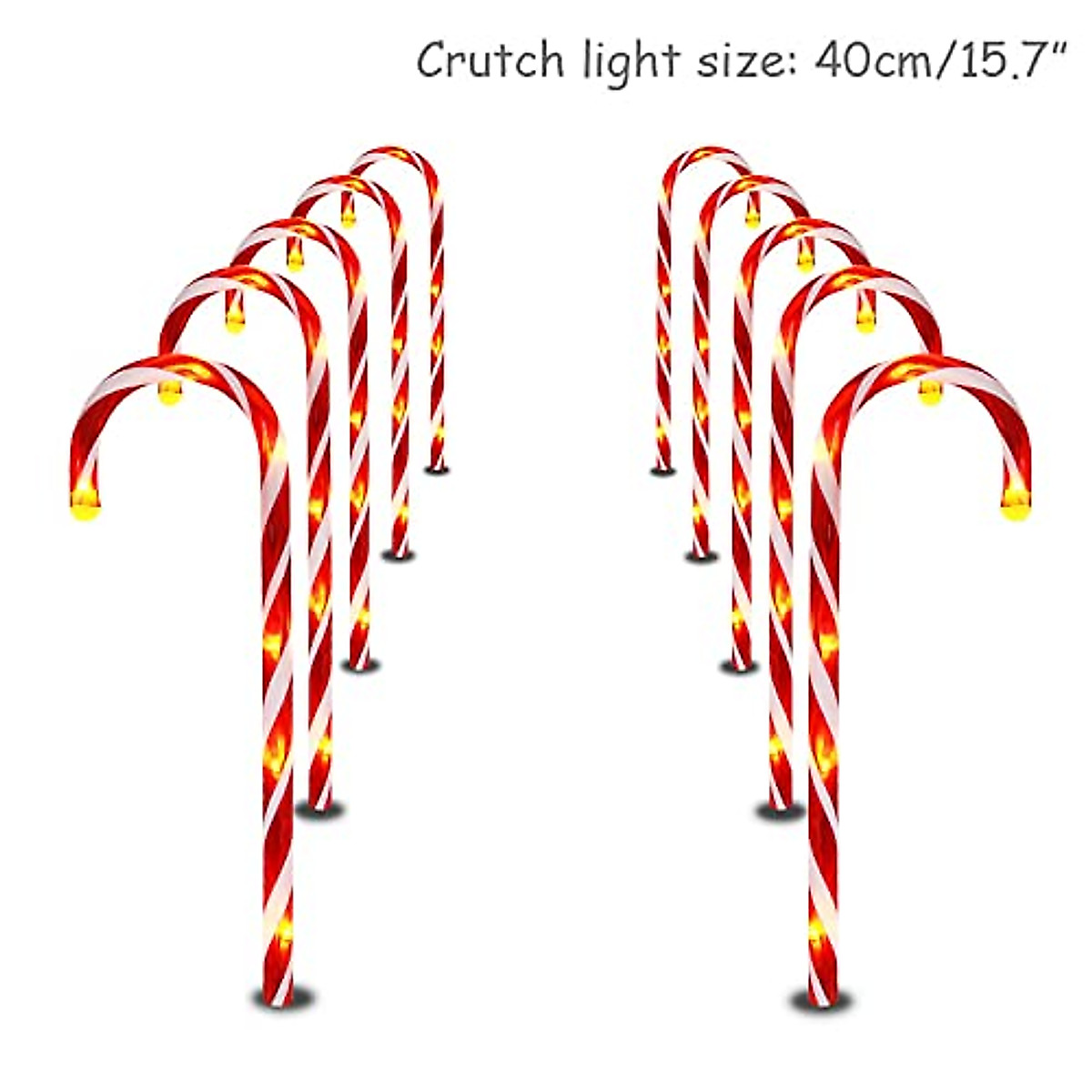 Christmas Candy Cane Lights,Christmas Candy Cane Pathway Lights，Candy Cane Christmas Decor， Christmas/New Year Holiday Lights， Outdoor Garden Home Decorations Light，10pcs