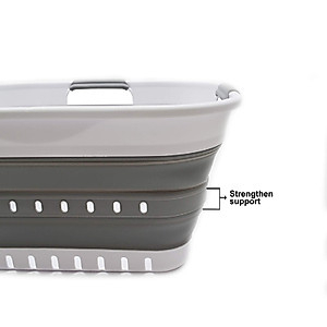 SAMMART Collpasible Laundry Basket (19L Collapsible Laundry Basket with Holes (White/Grey))