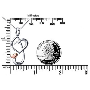 DAOCHONG S925 Sterling Silver Musical Note Treble Love Heart Pendant Necklace, Box Chain 18 inches