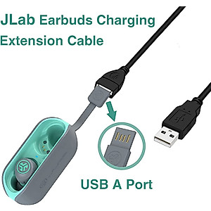 3.3 FT USB Male to Female Extension Charger Cable for JLab Go Ai/Pop/Sport, JLab Epic Air ANC/Sport ANC, JLab JBuds Air/Sport/Executive/Play Gaming/ANC Wireless Bluetooth Earbuds Charging Case Adapter