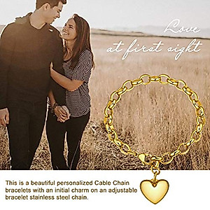 GOLDCHIC JEWELRY Heart Bracelets for Women, Smooth Polished Letter C 316L Stainless Steel Bracelet Jewerly Gifts For Her/Family,Valentine's Day Gift