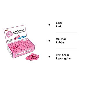 Pink Erasers, Shuttle Art 120 Pack Pink Erasers Bulk for School, Office, Latex-Free Soft Erasers for Kids, Teachers as School Supplies