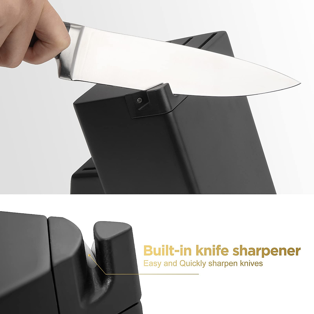 Kitchen Knife Set with Block, Warmot 15 Pcs Ultra Sharp Chef Knife Set Full Tang Knife Set with Knife Sharpener, High Carbon Stainless Steel Knife Block Set Triple Riveted Handle