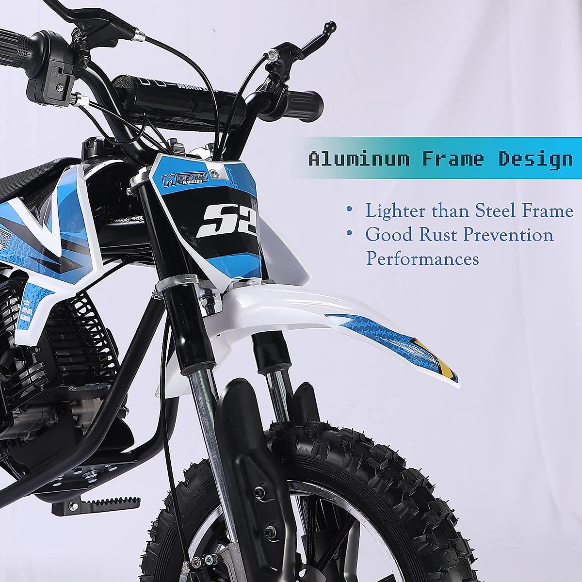 Aluminum Frame 52CC 2-Stroke Kids Dirt Off Road Mini Dirt Bike, Gas Motorcycle for Age 8 and Up (Not CA Compliant)