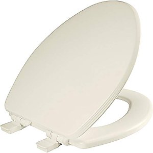 Bemis Ashland Modern Wood Toilet Seat with Decorative Edge, Slow Close, Secure Hinges, Elongated, Biscuit