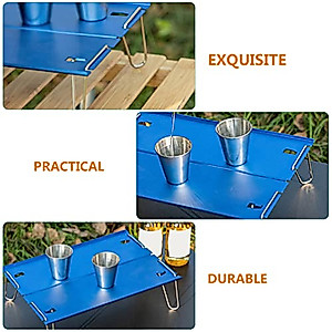 Gadpiparty Small Folding Camping Table: Portable Aluminum Outdoor Folding Table Camp Table Lightweight Beach Table for Picnic Cooking Beach Backpacking Blue