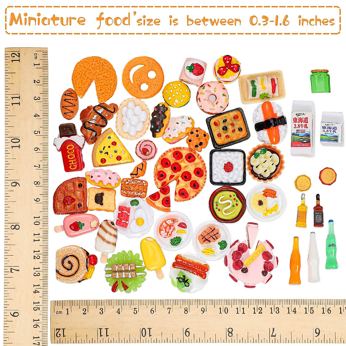 50 Pieces Dollhouse Food Miniature Food Mini Food Toys Dollhouse Accessories Mixed Pretend Foods Doll House Foods for Cooking Game Toys DIY