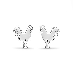 Boma Jewelry Sterling Silver Chicken Rooster Farm Animal Stud Earrings