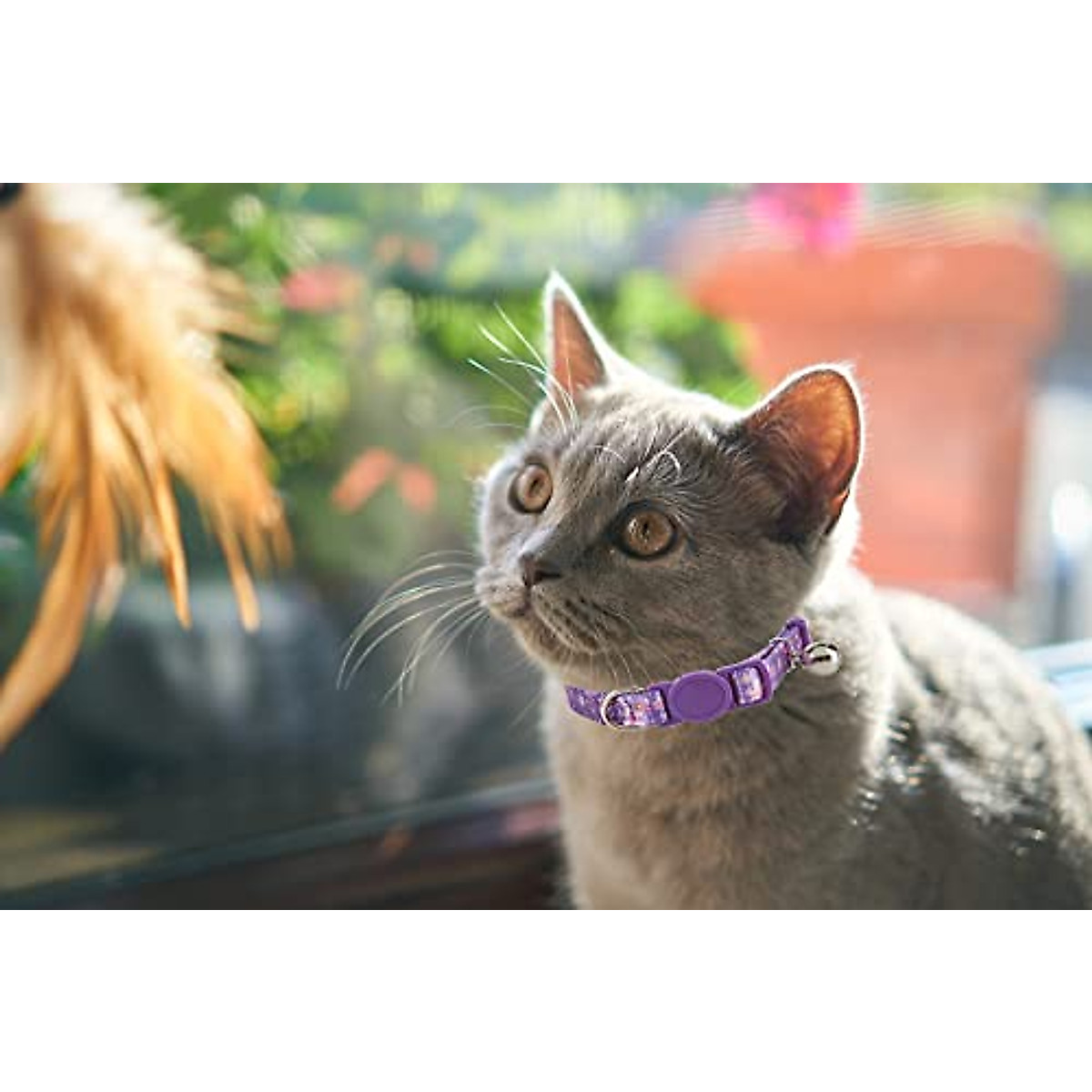 YUDOTE Breakaway Cat Collar with Bell, 2 Pack of Adjustable Floral Cat Collars Cute Safety Purple Pink Kitty Strawberry Collar