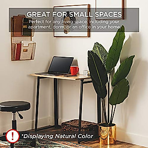 Best Choice Products 31.5in Folding Drop Leaf Desk Table, Computer Workstation for Home Office w/Wood Table Top, Back Shelf, Portable, Space Saving - Black/Black