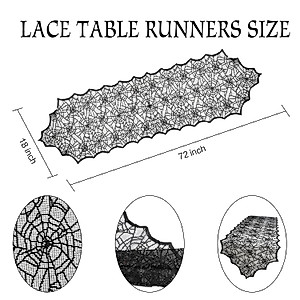 Halloween Table Runner, Black Lace Spider Web Table Runner for Halloween Table Decor, 18 X 72 Inch Halloween Lace Table Runner for Halloween Table Decoration Kitchen Indoor Halloween Decoration