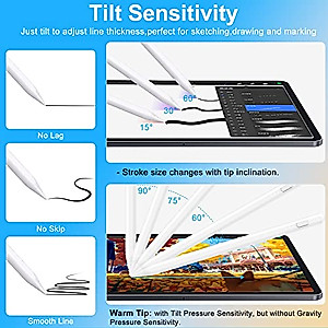 Stylus Pen for iPad (2018-2023),10mins Charge, Palm Rejection, Tilting Detection, iPad Pencil 2nd Generation Compatible with Apple iPad Pro 11/12.9 inch, iPad Mini 6/5, iPad Air 5/4/3, iPad 10/9/8/7/6