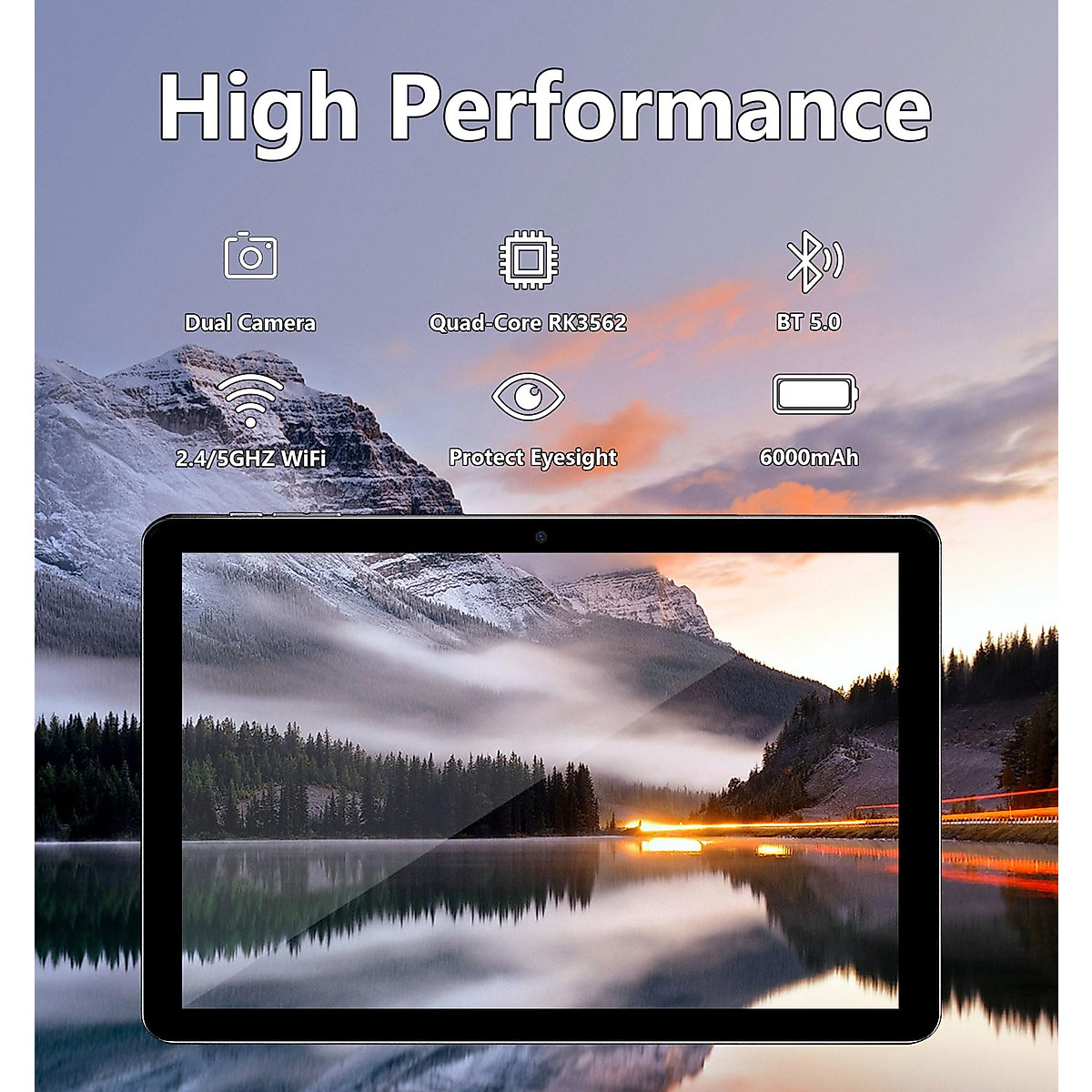 Android Tablet, 10.1 inch Android 13 Tablets 6GB RAM 64GB ROM 1TB Expand, 1280x800 IPS HD Touchscreen,6000mAh Battery, Bluetooth, Dual Camera, GMS, WiFi (Black)