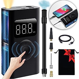 Portable Air Compressors Car Tire Inflator 150 PSI Cordless Tire Inflator Air Pump for Car Tires,Electric Car Air Pump with Flashlight & Power Bank,5200mAh,for Car Motor,Bike,Ball,Cool Car Accessories