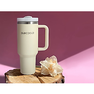 DLOCCOLD 40 oz Stainless Steel Tumbler with Handle, Insulated Tumbler With Lid & Straw, Travel Mug Cup Holder Friendly, Reusable Large Tumbler for Water, Iced Tea or Coffee, Gift for Men Women