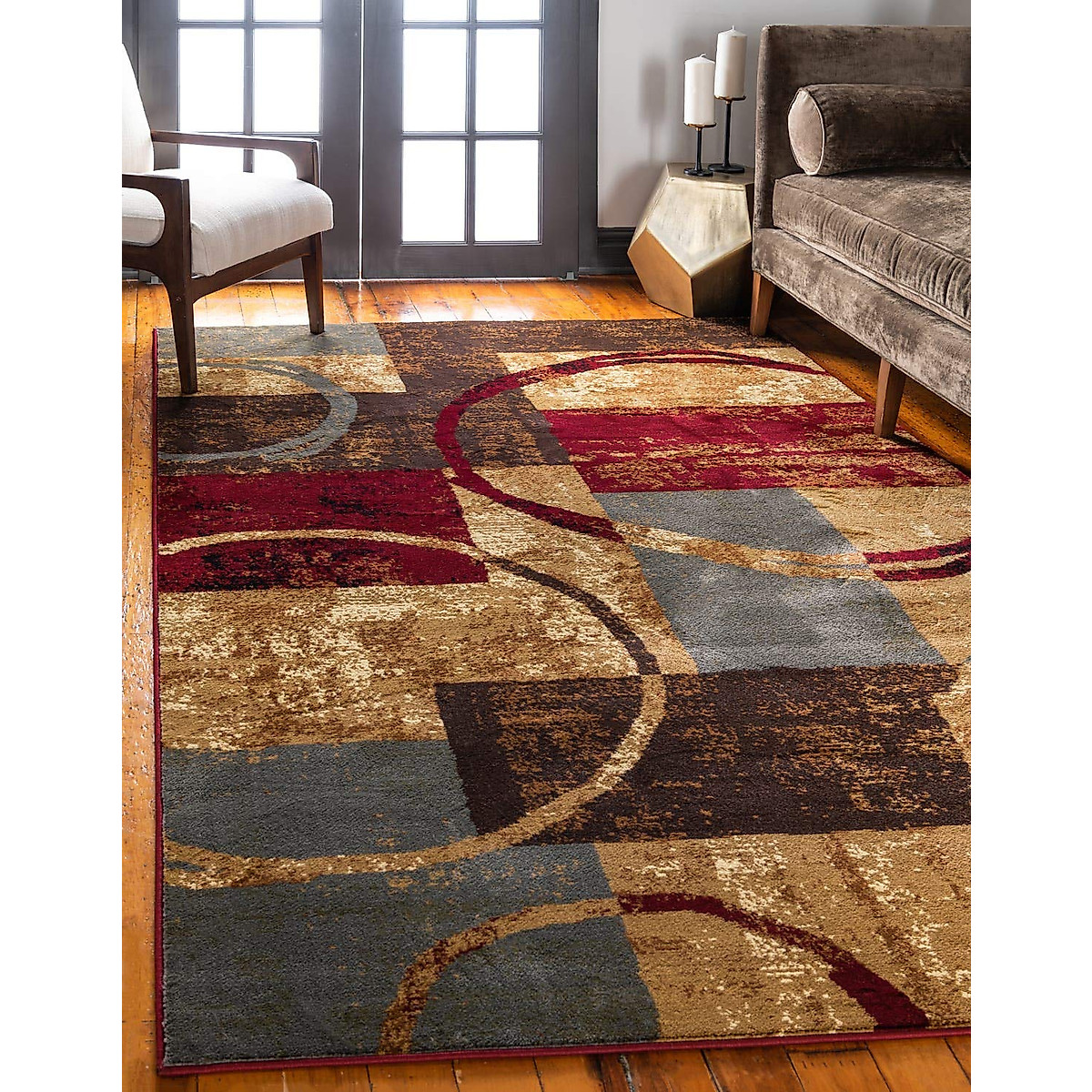 Unique Loom Barista Collection Area Rug - Kouillou (4' 1" x 6' 1" Rectangle, Multi/ Brown)