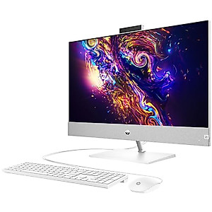 HP Pavilion 27 All-in-One, 27" FHD Screen, AMD Ryzen 5 5625U, 32GB RAM, 1TB SSD, Webcam, HDMI, Wi-Fi 6, Wired Keyboard & Mouse, Windows 11 Home, White