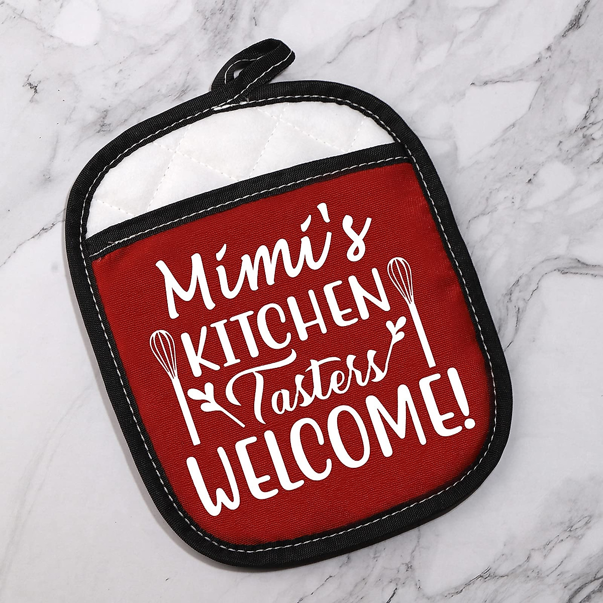 Best Mimi Gift Grandma Pot Holders Mimi's Kitchen Tasters Welcome Potholders (Mimi's Kitchen Red)