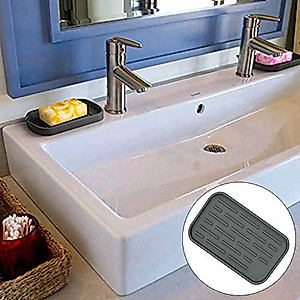 ETSAMOR Silicone Organizer Tray Gray Non Slip Heat Resistant Multi-use Sink Organizer Sponge brush Soap Dispenser Srubber Toothbrush and Other Accessories Organizer