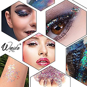 Glitter Wenida 9 Colors 105g Holographic Iridescent Multicolor Festival Sequins Craft Chunky Glitter for Arts Face Hair Body Nail