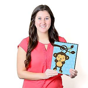 Big Dot of Happiness Blue Monkey Boy - Baby Boy Nursery Wall Art and Kids Room Decorations - Gift Ideas - 7.5 x 10 inches - Set of 3 Prints