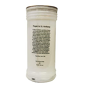 Catholic St. Anthony Candle 72 Hour Burn White 15cm with Prayer