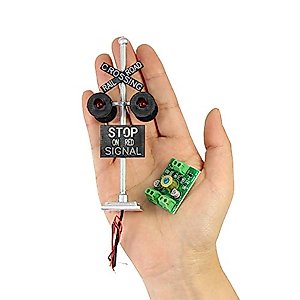 1Set O Scale Railroad Train/Track Crossing Sign 4 Heads LED Made + Circuit Board Flasher-Flashing Red Train Signal Lights Decoration and Party JTD436RP