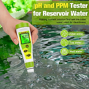 UIUZMAR pH EC Meter for Water Hydroponics PPM and pH Meter for Nutrients Measure pH PPM Conductivity Temperature DWC PH and EC PPM Water Tester for Nutrient Solution EC pH TDS Meter for Water System